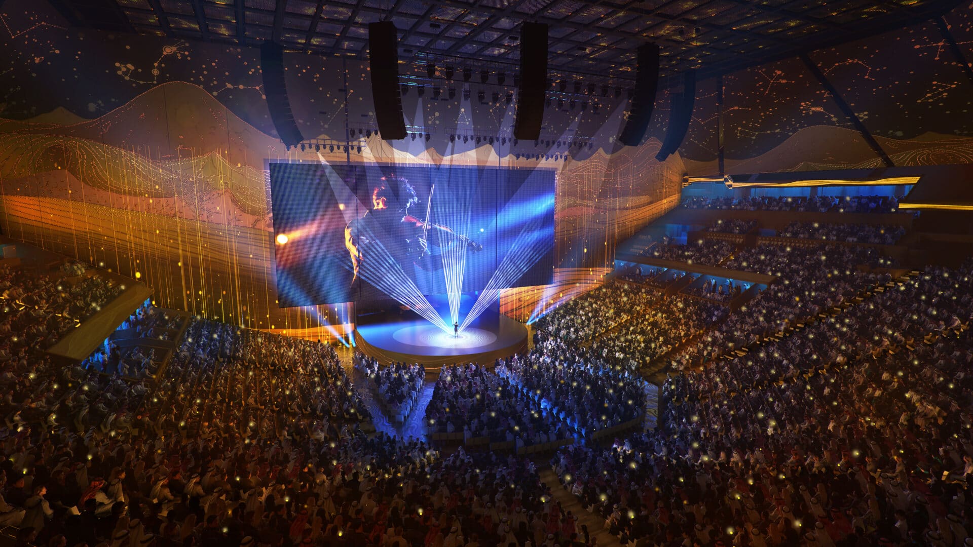 Saudi arena: roving LED boards, digital waterfall - Pollstar News
