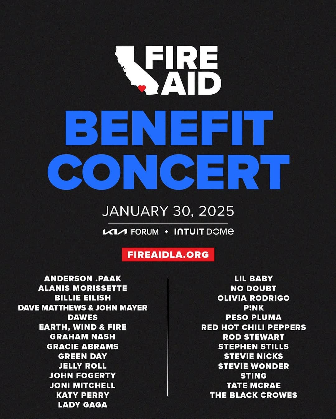 No Doubt, Olivia Rodrigo, Stevie Wonder, Peso Pluma & More Added To FireAid Lineup - Pollstar News